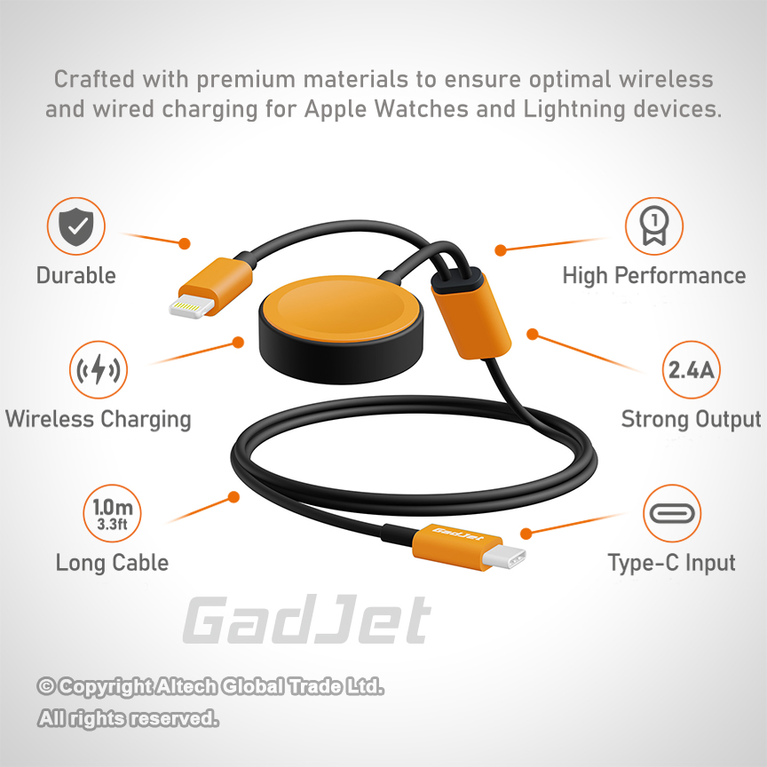 2-in-1 Wireless Watch Charger + Cable - GadJet