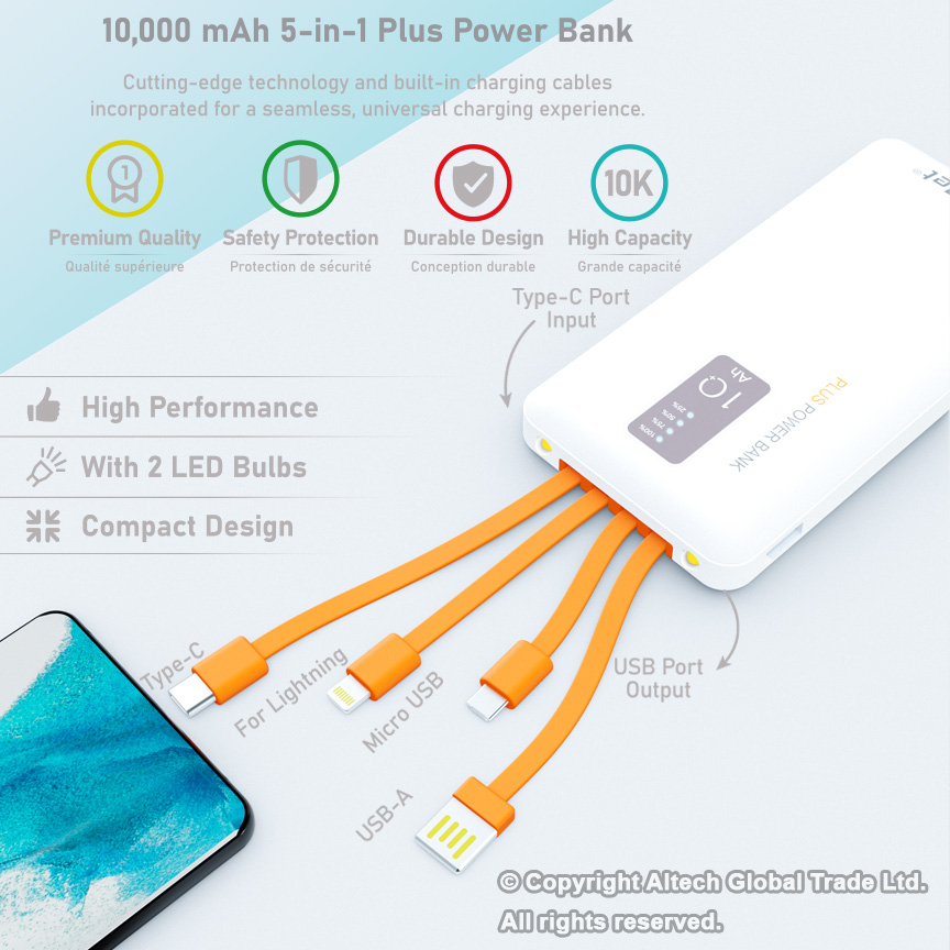 5-in-1 Plus Powerbank 10,000mAh - GadJet